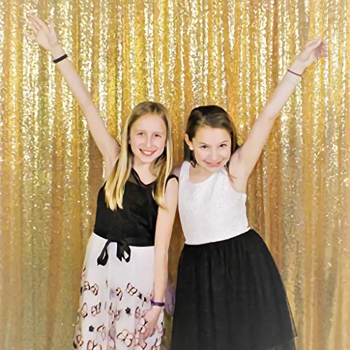 Juya Delight 6ft x 8ft New Gold Sequin Backdrop Curtain for Party Wedding Photography