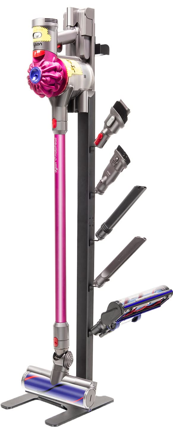 BRIGHTSHOW [2023 Upgrade] Vacuum Stand, Storage Stand Docking Station Stable Metal Accessories Storage Bracket Holder for Dyson Handheld V15 Detect V11 V10 V8 V7 V6 Cordless Vacuum Cleaners (Black)