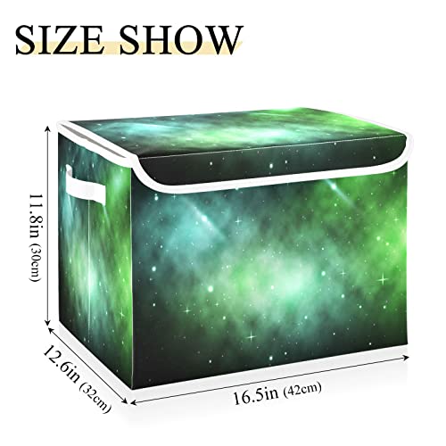 Kigai Storage Boxes with Lids and Handles,Collapsible Oxford Cloth Storage Bins Organizer for Bedroom Organization,Office Storage,Toys (Space Galaxy)