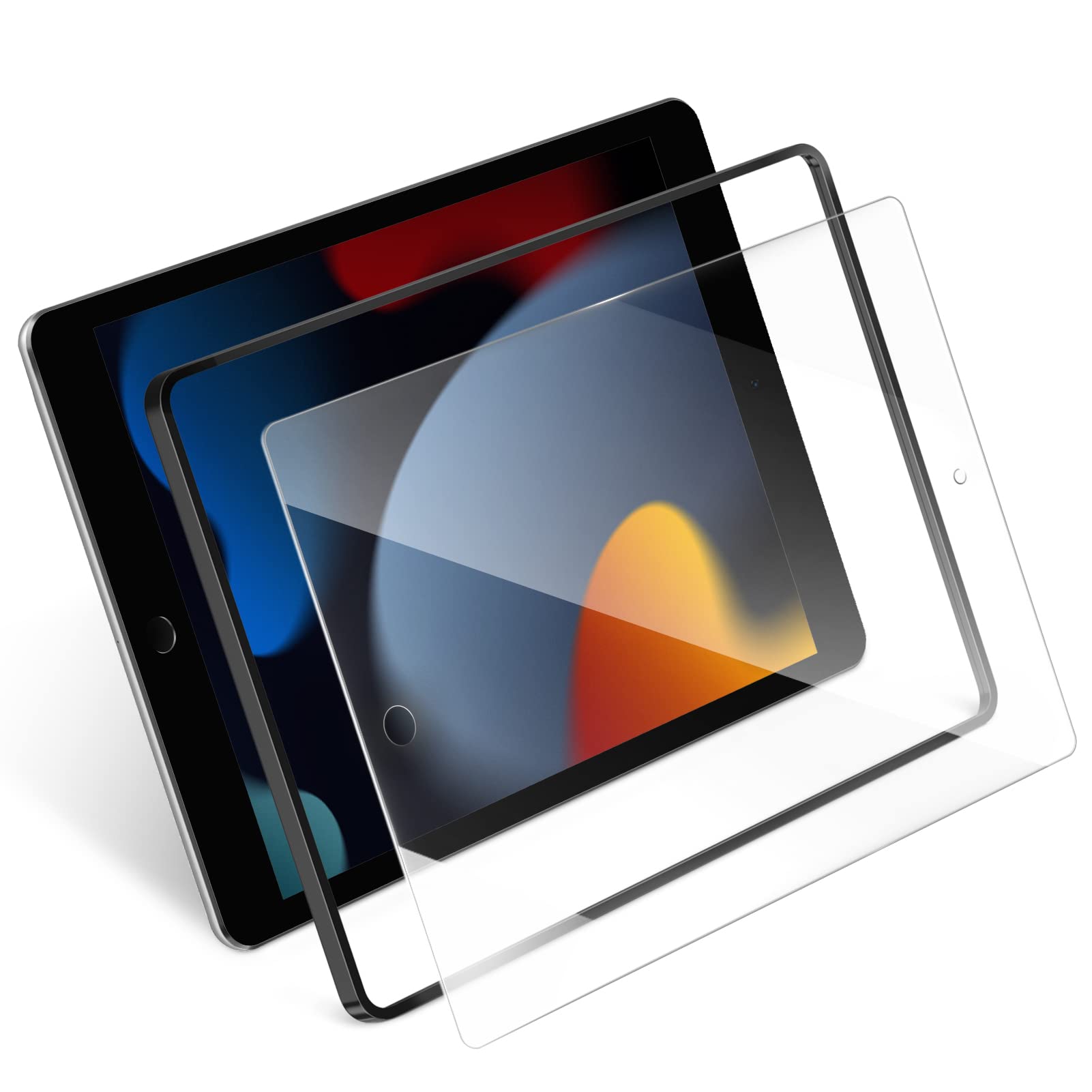 DTTO iPad 9th/8th/7th Generation 10.2 Inch Case 2021/2020/2019, Premium Leather Business Folio Stand Cover with Tempered-Glass Screen Protector & Alignment Frame, Dark Brown