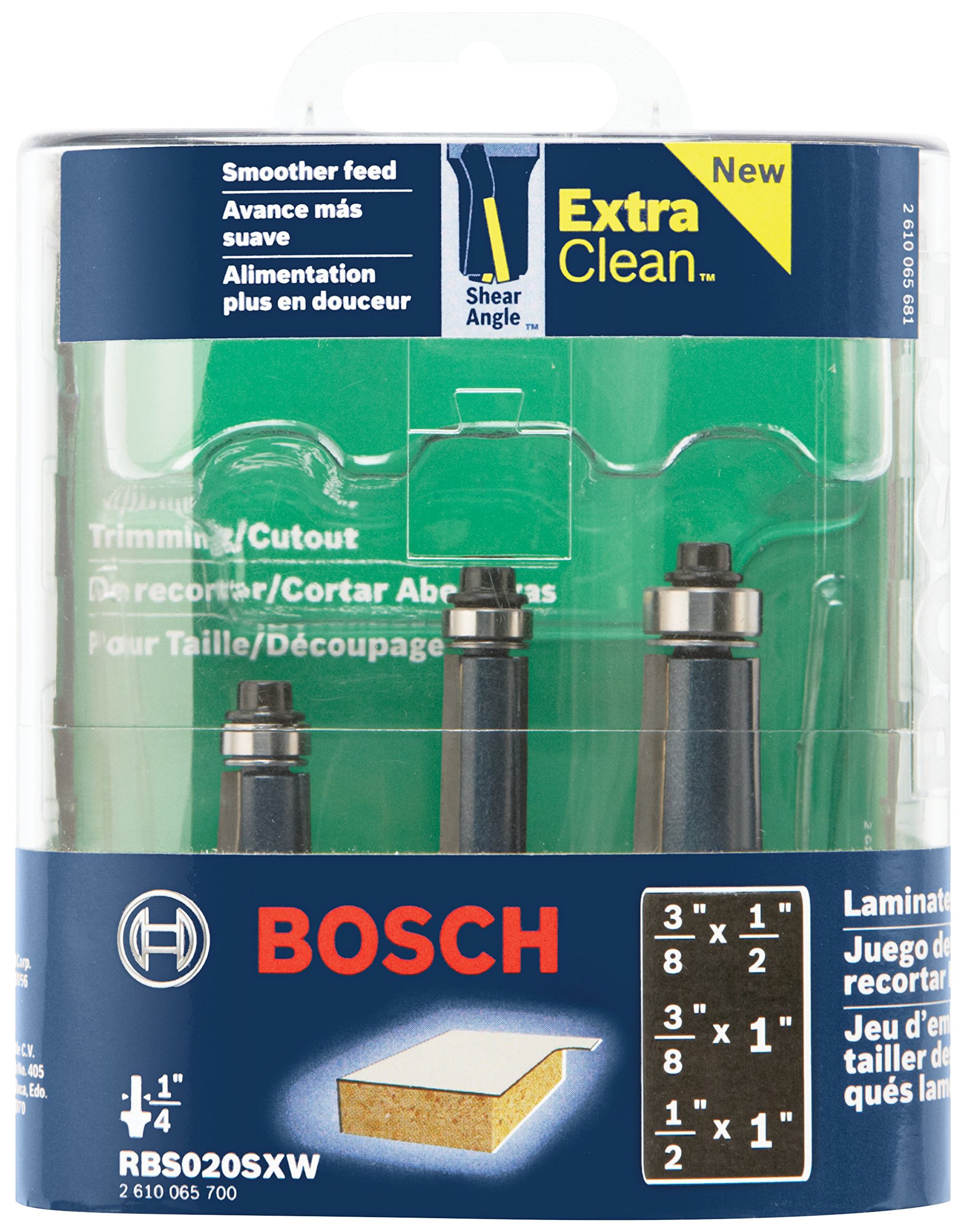 Bosch RBS020SXW 3 Pc. Laminate Trim Router Bit Set