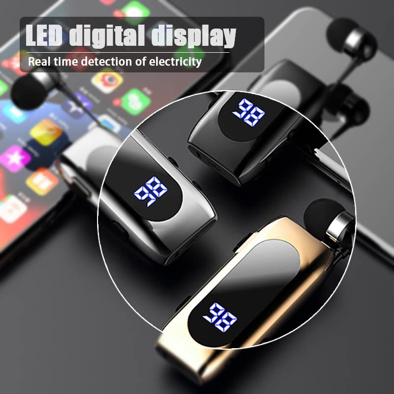 ESSONIO Earbud & in-Ear Headphones Bluetooth Headset Retractable Wireless Headset Headphone Wireless earpiece Cell Phone Wired Earbud for Trucker for Business Meeting Headphones Clip on Earbud