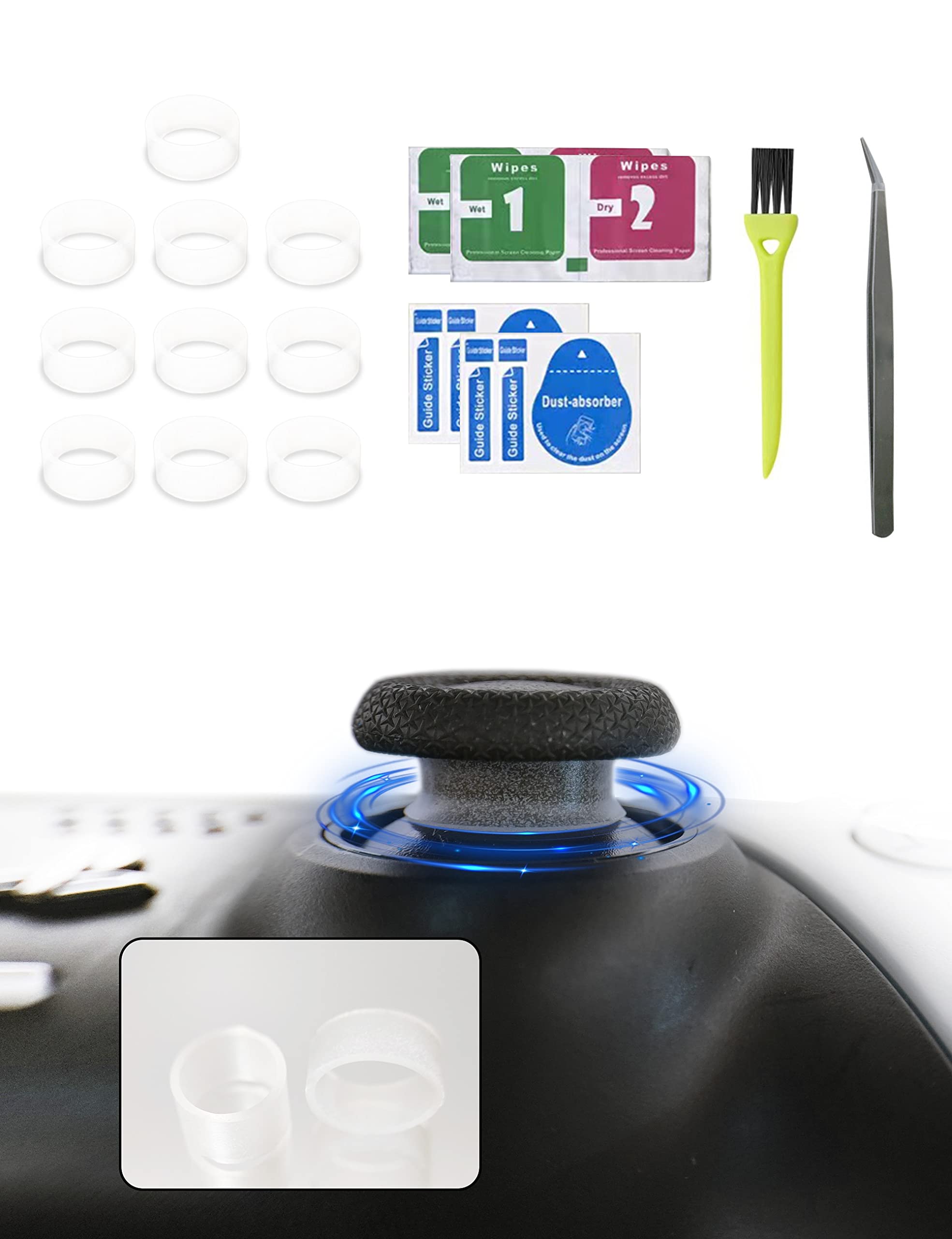 COWBOX, 10 Pcs Joystick Protectors, Transparent Silicone Elastic Joystick Protector Ring, Prevents The Production of White Powder, Compatible with Steam Deck/Xbox/PS3/PS4/PS5 Switch Controller