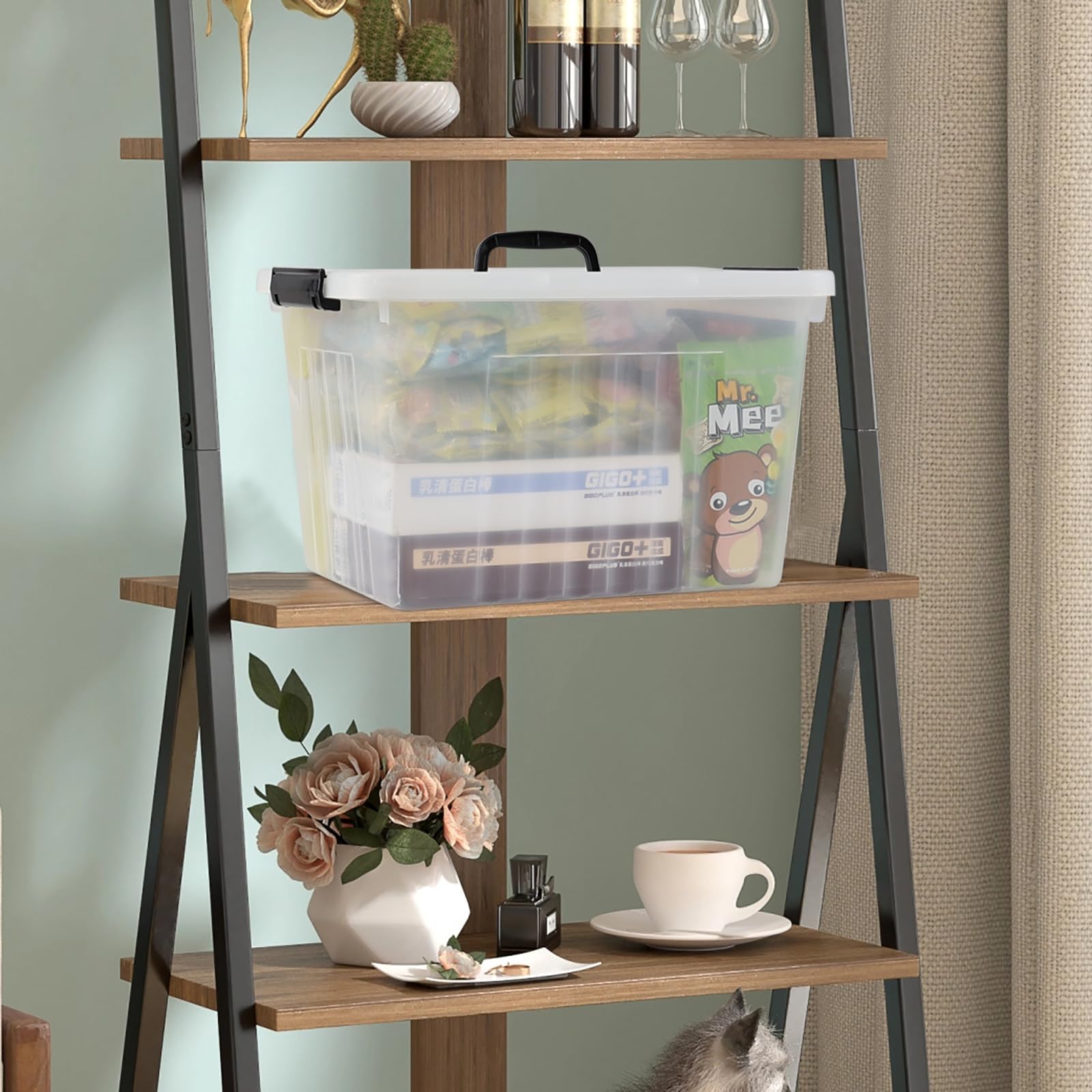Hayixia Latching Storage Box Pack of 4, 22 Quart Storage Bins with Lids and Handles, Clear