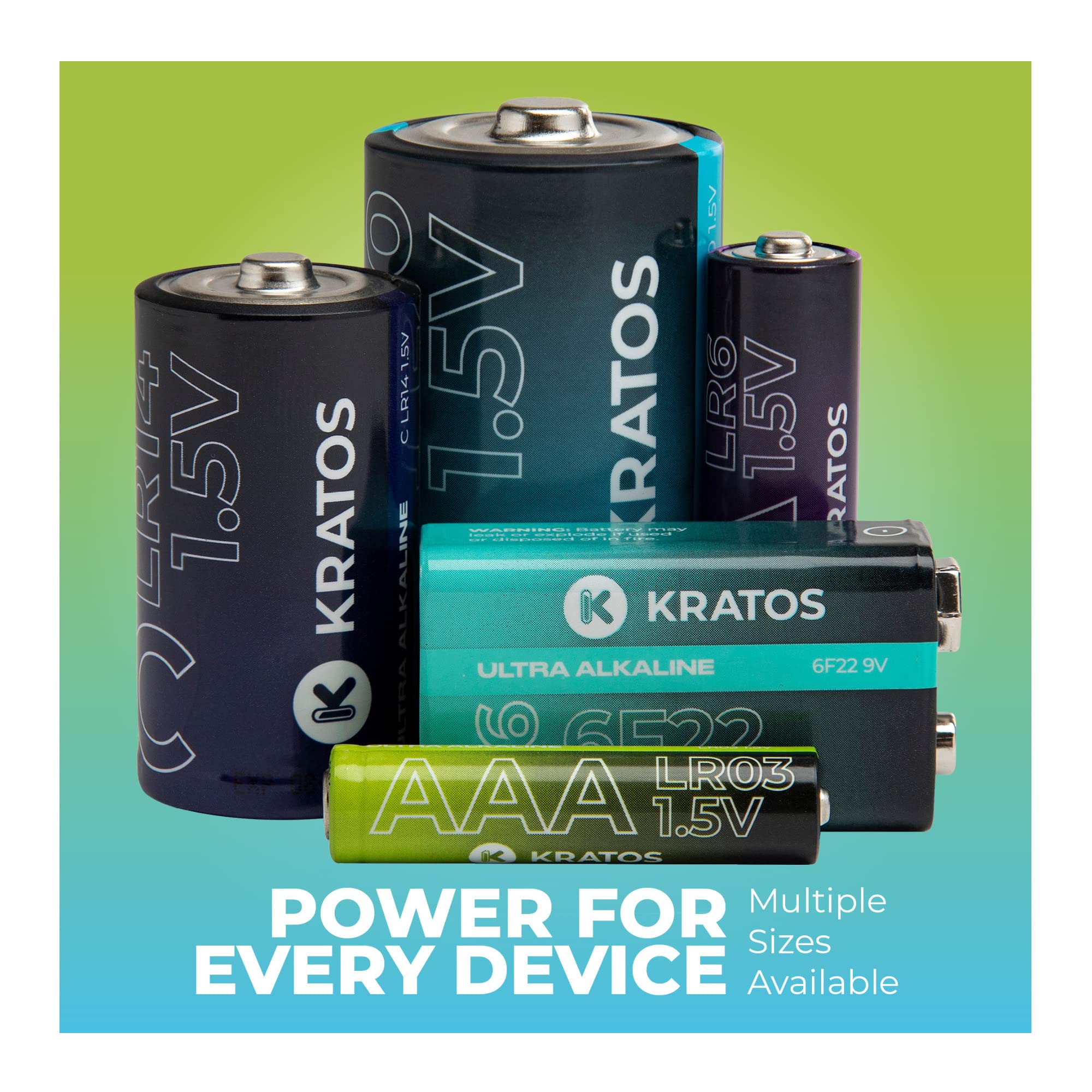 Kratos Power D Batteries - 4 Pack Alkaline Batteries - Long-Lasting All-Purpose D Battery - 10 Year Shelf Life - Mercury & Cadmium Free Flashlight Batteries - Disposable Replacement Batteries