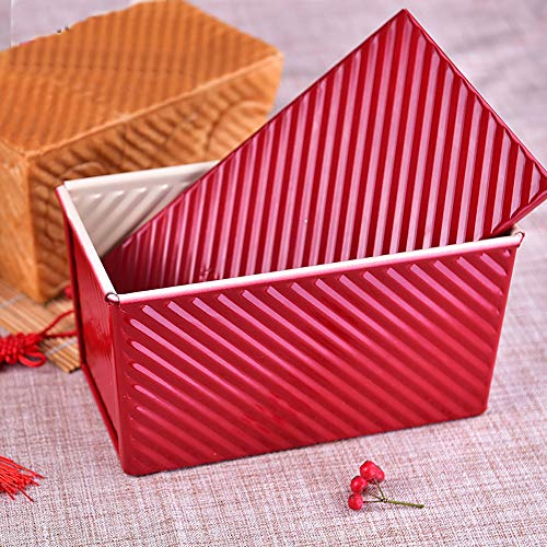 LI-GELISI Loaf Pan with Cover, Quick Release Coating Professional 1-Pound Non-Stick Loaf Pan(Red)