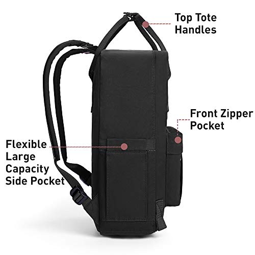 KALIDI Casual Backpack for Women, 15 Inches Laptop Classic Backpack Camping Rucksack Travel Outdoor Daypack College Bag, Black