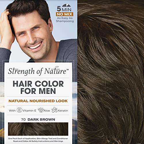 Strength of Nature No Mix Shampoo-In Permanent Hair Color for Men for Natural & Nourished Looking Color And Hair, Dark Brown