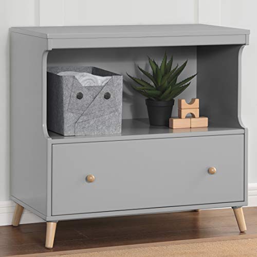 Delta Children Essex Convertible Changing Table with Drawer, Grey/Natural