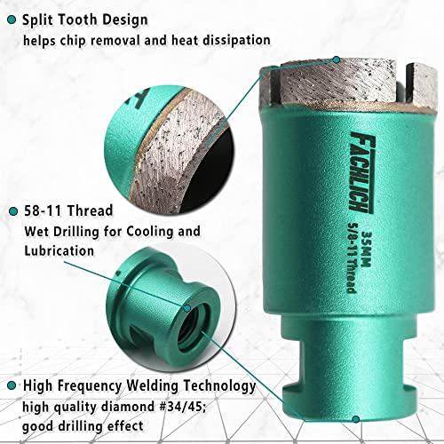 FACHLICH Diamond Core Drill Bits - 1" Granite Hole Saw 2pcs 25mm Wet Drilling for Marble,Granite,Artificial Stone,Brick, Limestone