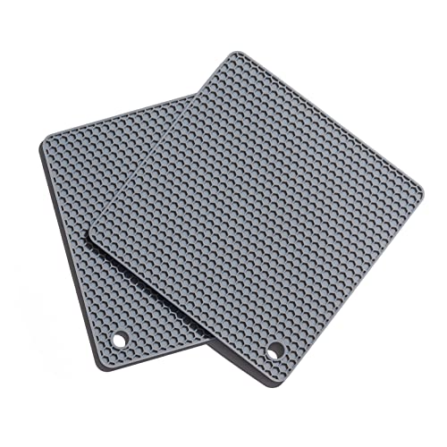 Gourmanity Cook 4 Pack, Silicone Trivet Set | Heat-Resistant Mats for Countertops | Grey Silicone Hot Pads for Kitchen | Non-Slip Silicone Trivets for Hot Pots & Pan