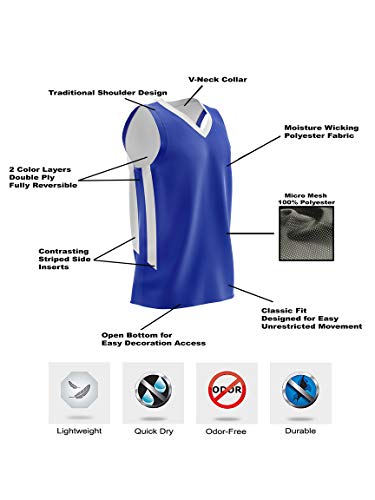 Liberty Imports 10 Pack - Reversible Men's Mesh Performance Athletic Basketball Jerseys - Adult Team Sports Bulk (Blue/White)