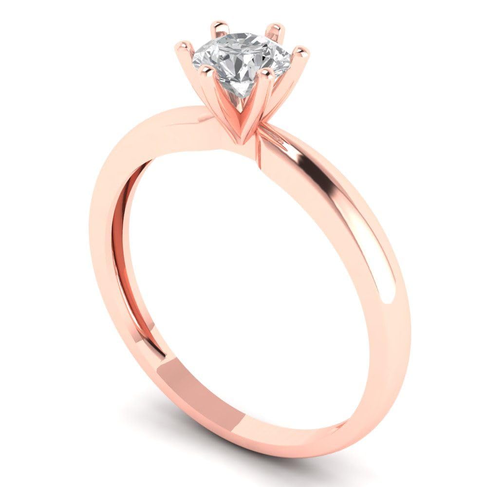 Clara Pucci 0.50 ct Round Cut Solitaire Moissanite Engagement Wedding Bridal Promise Anniversary Ring in 18K rose Gold Size 6.5
