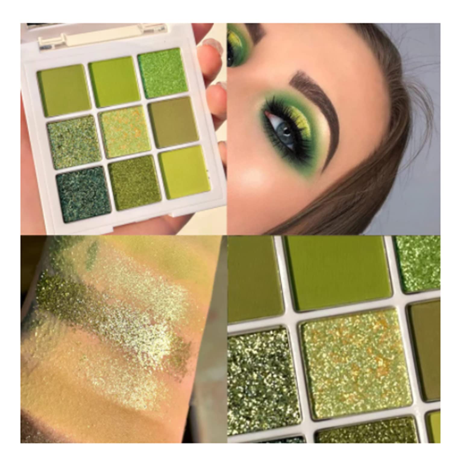 MAEPEOR Olive Green Eyeshadow Palette 9 Colors Stunning Matte Glitter Eyeshadow Palette Longlasting Waterproof Shimmer Eye Shadow for Girls and Women (Set 5, Olive Green)