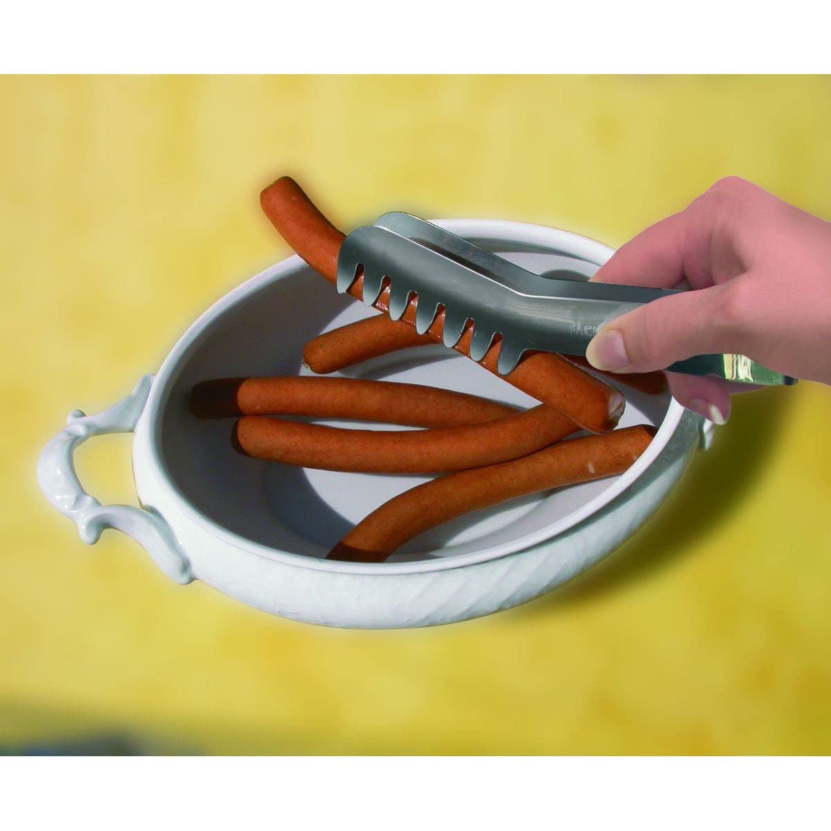 Fackelmann 7.5" Stainless Steel Spaghetti Serving Tongs, Silver