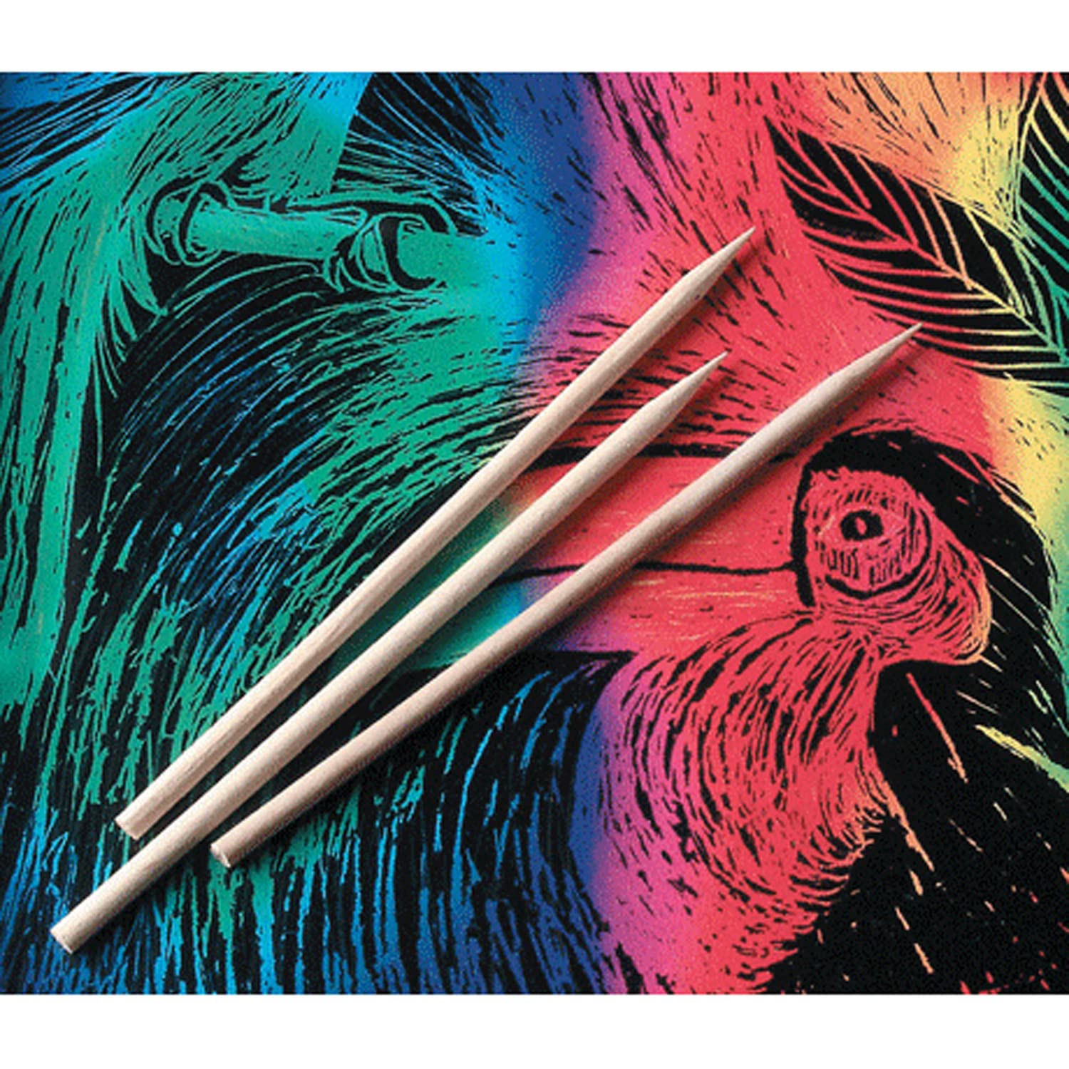 Melissa & Doug Heavy Duty Wood Stylus Tools (25 pcs) - Ideal for Scratch Art Surfaces
