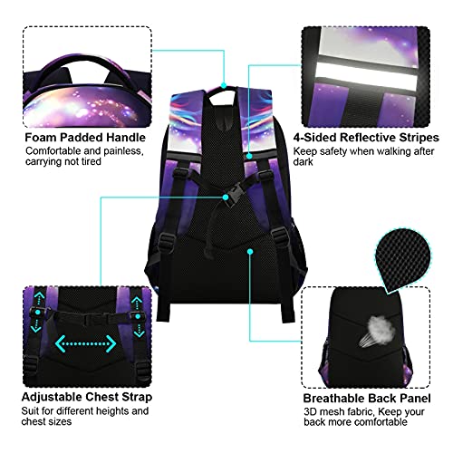 MCHIVER Unicorn Backpack for Girls Boys Rainbow Galaxy Lightweight School Bookbag with Adjustable Chest Strap for Elementary Kids - Durable 16.7 Inch