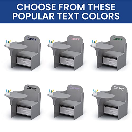 Delta Children Personalized Chair Desk with Storage Bin, Greenguard Gold Certified, Grey