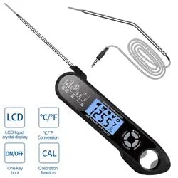 Digital Meat Thermometer, Dual Probe, Instant Read, Large Backlit Display, Thermometer for Cooking in The Kitchen or Grilling on The BBQ, with Magnet and Bottle Opener