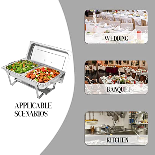 Restlrious Chafing Dish Buffet Set Stainless Steel 8 QT Foldable Rectangular Chafers and Buffet Warmers Sets 2 Pack w/ 4 Half Size & 2 Full Size Food Pans & Water Pan for Catering Event Party Banquet
