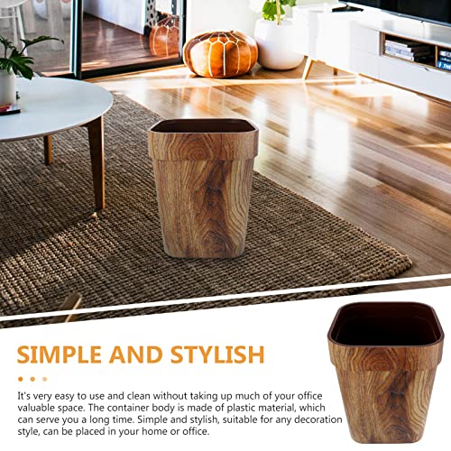 Zerodeko Trash Can Wood Trash Can Lidless Wastebasket Wood Grain Garbage Container Kitchen Trash Bin Office Trash Can for Bathrooms Kitchens Home Offices 11.99X9.43X9.43inch