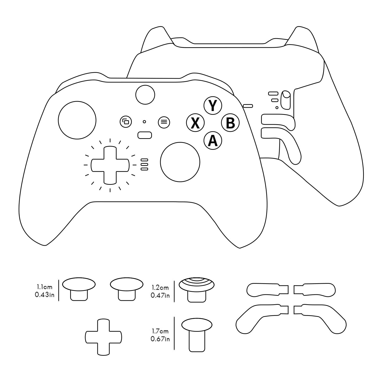 DUXICEPIN Metal Thumbsticks for Xbox Elite Controller Series 2, Xbox Elite Controller Series 2 Accessories Components Metal Mod 4 Swap Magnetic Joystick, 4 Paddles, 1 Standard D-Pads