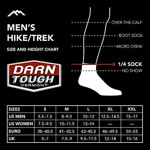 Darn Tough Men's Hiker Quarter Midweight with Cushion Hiking Sock (Style 1959) - Dusk Denim, Large