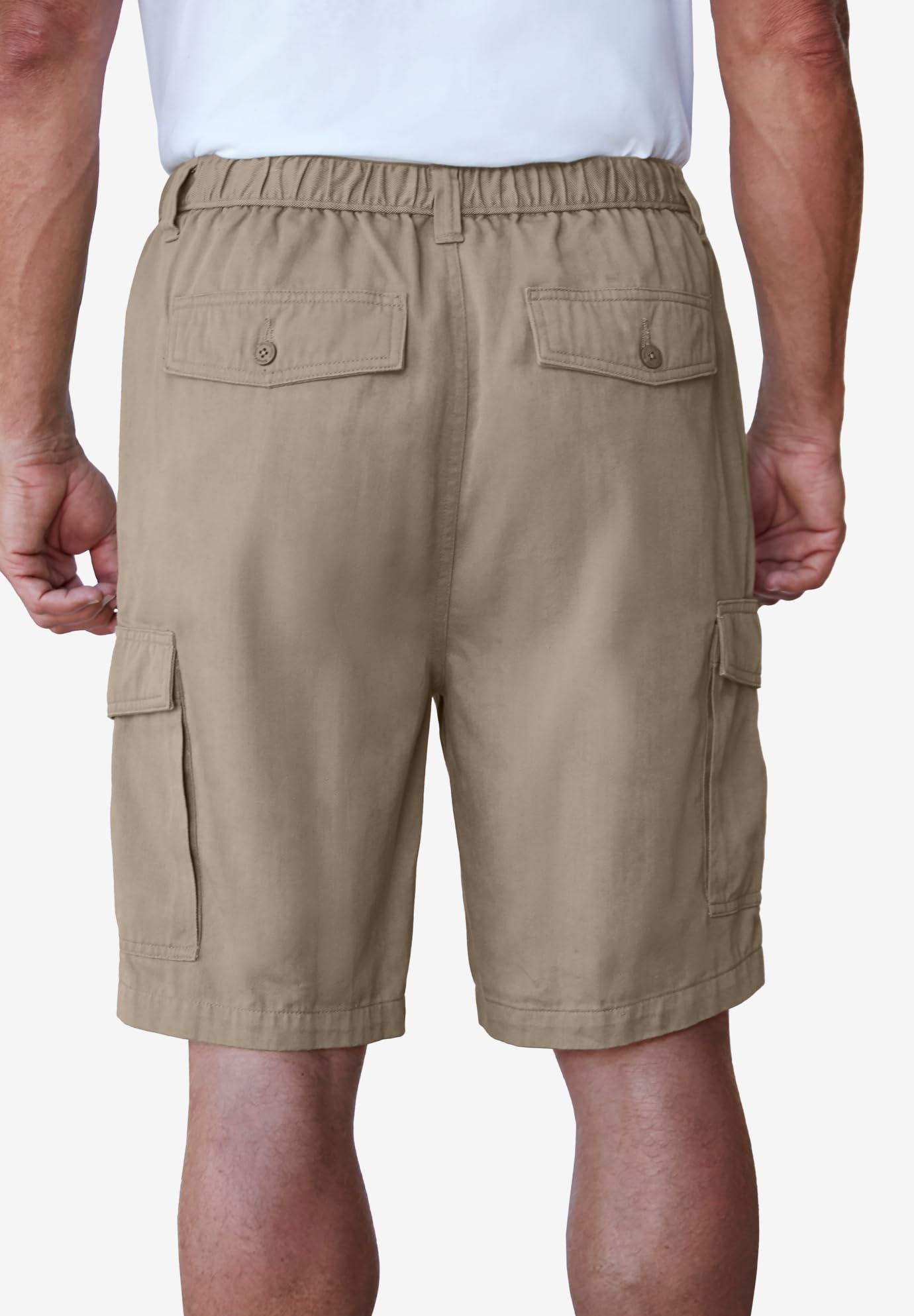 Boulder Creek by KingSize Men's Big & Tall Renegade 9" Full Elastic Waist Cargo Shorts - 5XL, Bark