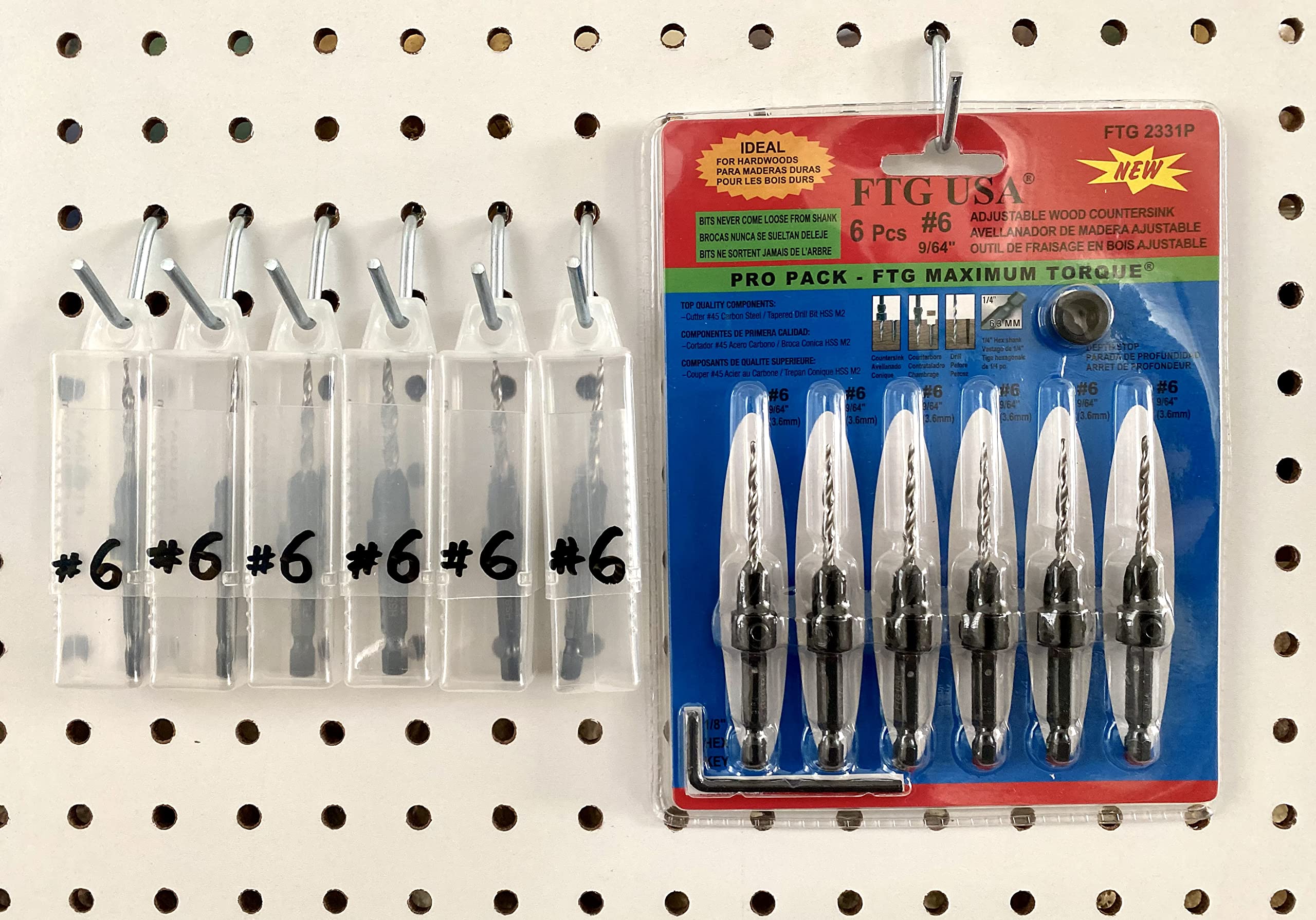 FTG USA 6 Piece Drill Bit Cases Designed as Storage Container for Adjustable Countersink Drill Bits, Small Containers, Plastic Boxes Used as Storage Case for Replacement Drill Bits