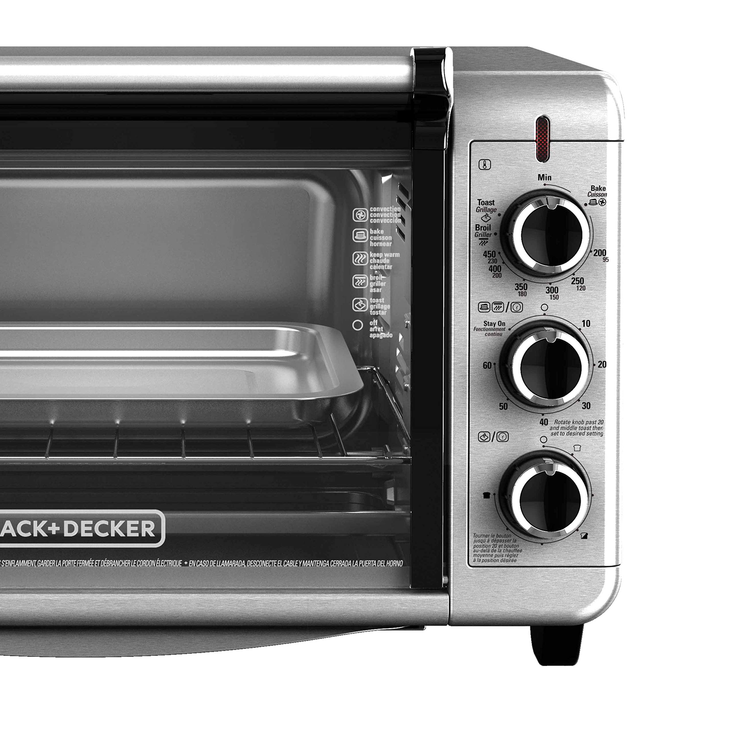 BLACK+DECKER TO3210SSD 6-Slice Convection Countertop Toaster Oven, Stainless Steel