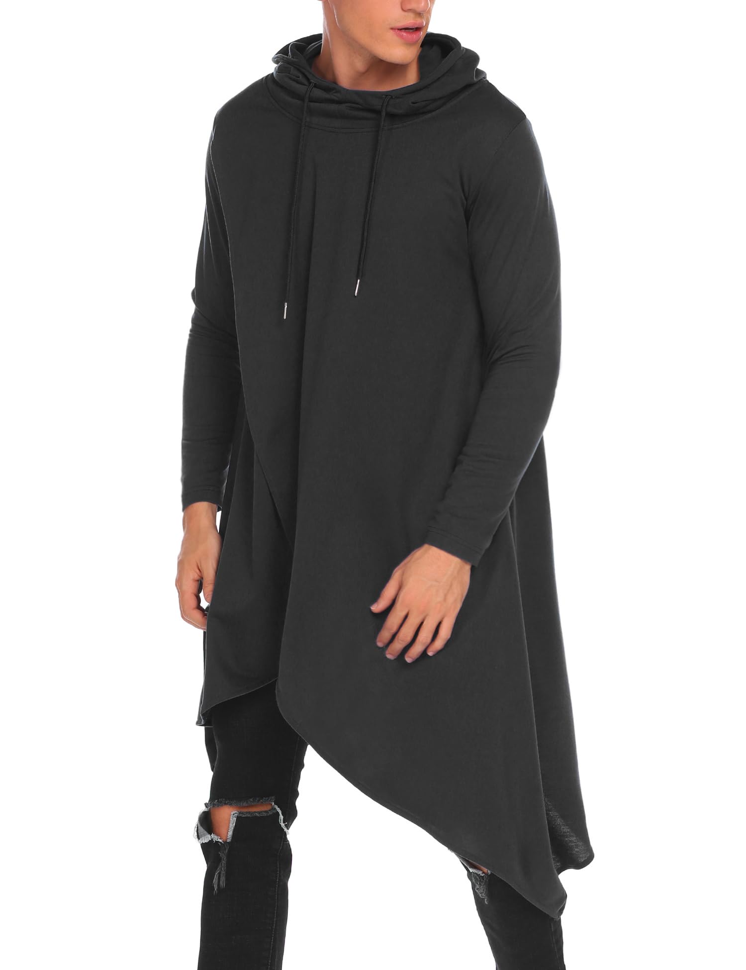 COOFANDY Men's Halloween Poncho Hoodies Black(Pumpkin Face) Medium