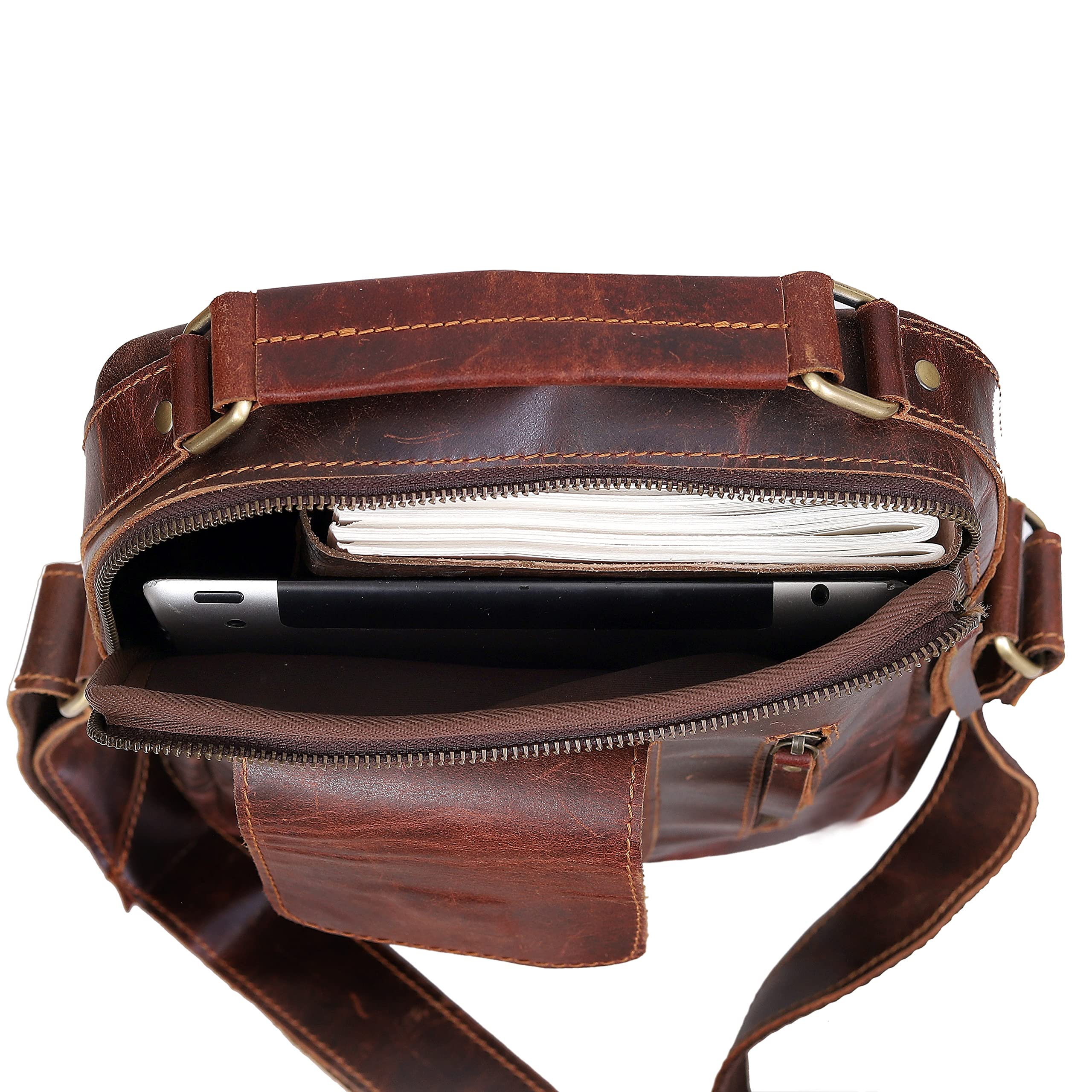 Crossbody Bags for Women - Real Leather Small Vintage Adjustable Shoulder Bag