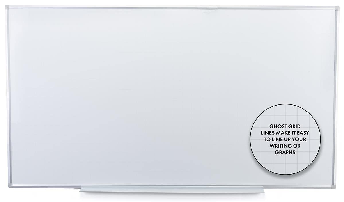 Displays2go 72 x 40 Dry Erase Board with Grid Lines, Magnetic-Receptive Surface - White (WOBWGG20K)