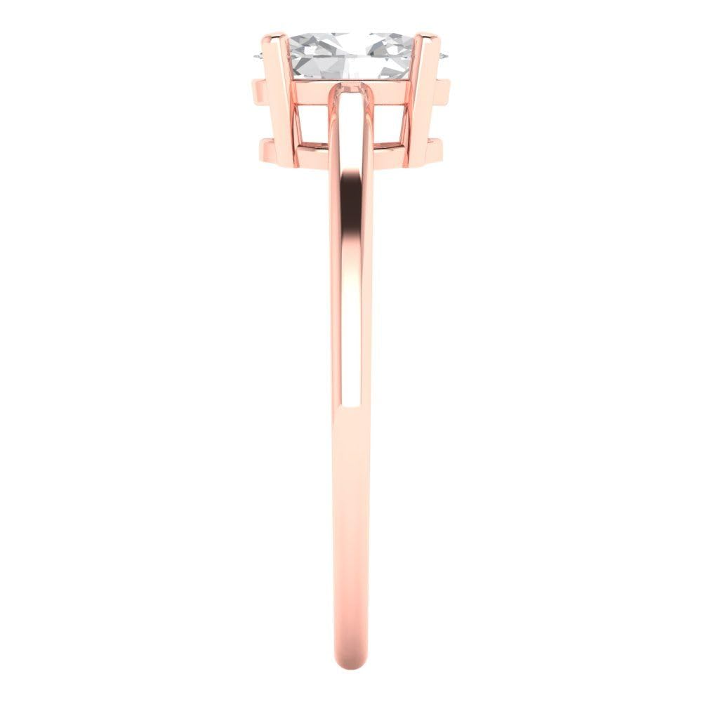 Clara Pucci 1.0 ct Oval Cut Solitaire Genuine Moissanite Wedding Bridal Designer Anniversary Engagement Ring in 14k Rose Gold for Women
