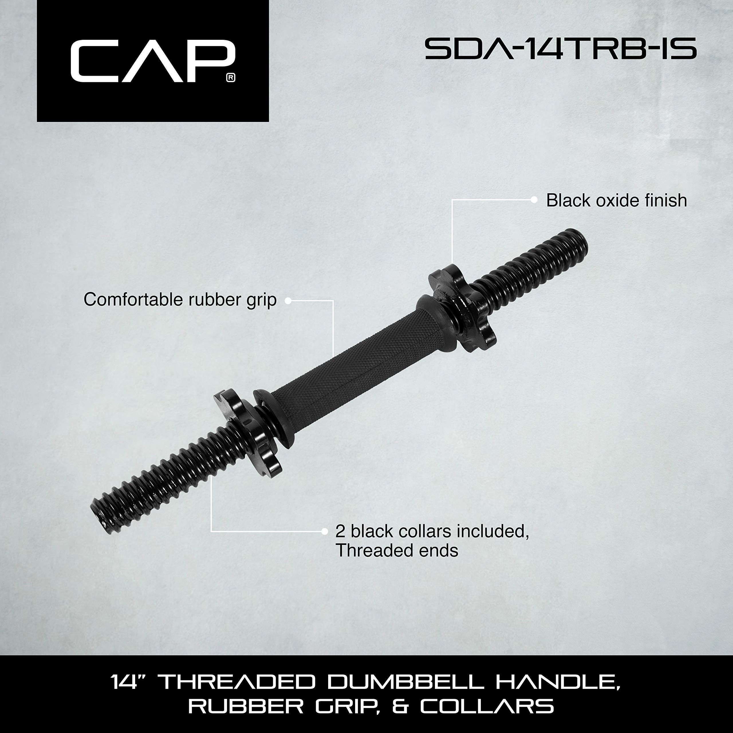 CAP Barbell 14" Threaded Dumbbell Handle with Collars, Black