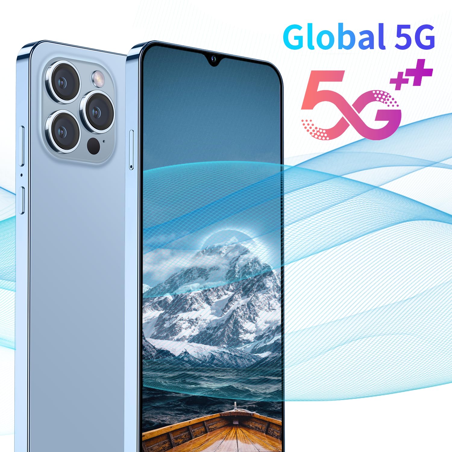 BLACKCYBER i14Ultra Max Unlocked 5G Cellphone Android Smartphone Mobile Phone, 8GB RAM, 512GB ROM, 1TB Expandable, 6.8 "FHD Screen 6000mAh Battery, 48+13MP Camera, Dual Sim Card (White)