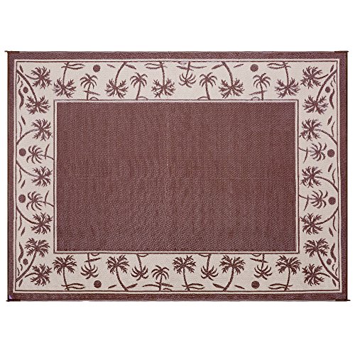 Stylish Camping Outdoor Patio / RV Camping Mat - Palm Tree (Brown/Beige, 9-Feet x 12-Feet) - 209127