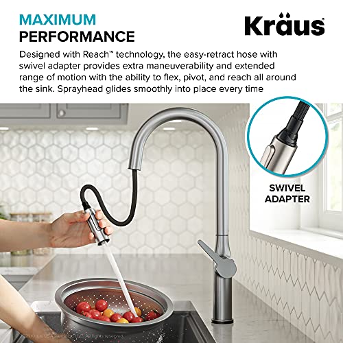 KRAUS Oletto Tall Modern Single-Handle Touch Kitchen Sink Faucet with Pull Down Sprayer in Chrome, KTF-3101CH