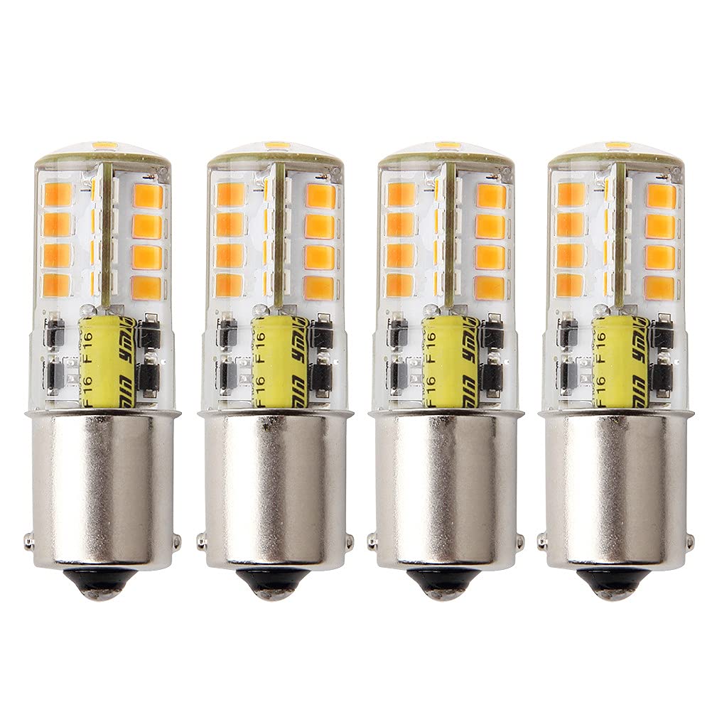 HRYSPN 4PCS BA15S LED Bulb 12V, Waterproof Bulb, 1141 1156 Bayonet Single Contact Base for Landscape RV Camper Interior Marine Boat Trailer Lights, Warm White 3000K