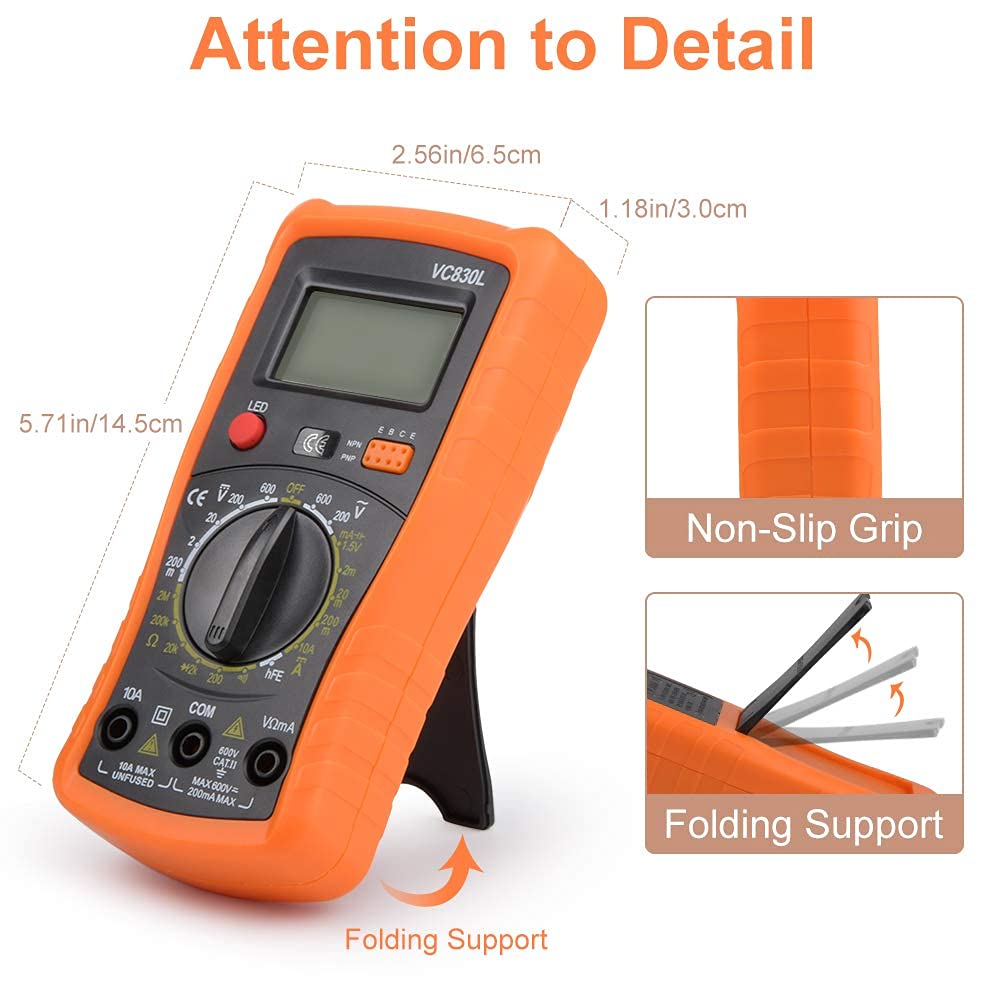 Digital Multimeter Pocket Clamp Multimeters Multi Tester Voltmeter Ammeter Ohmmeter AC/DC Ohm Volt Amp and Diode Voltage Electrical Tester Meter with Backlight LCD,Home Professional Use Automotive,etc