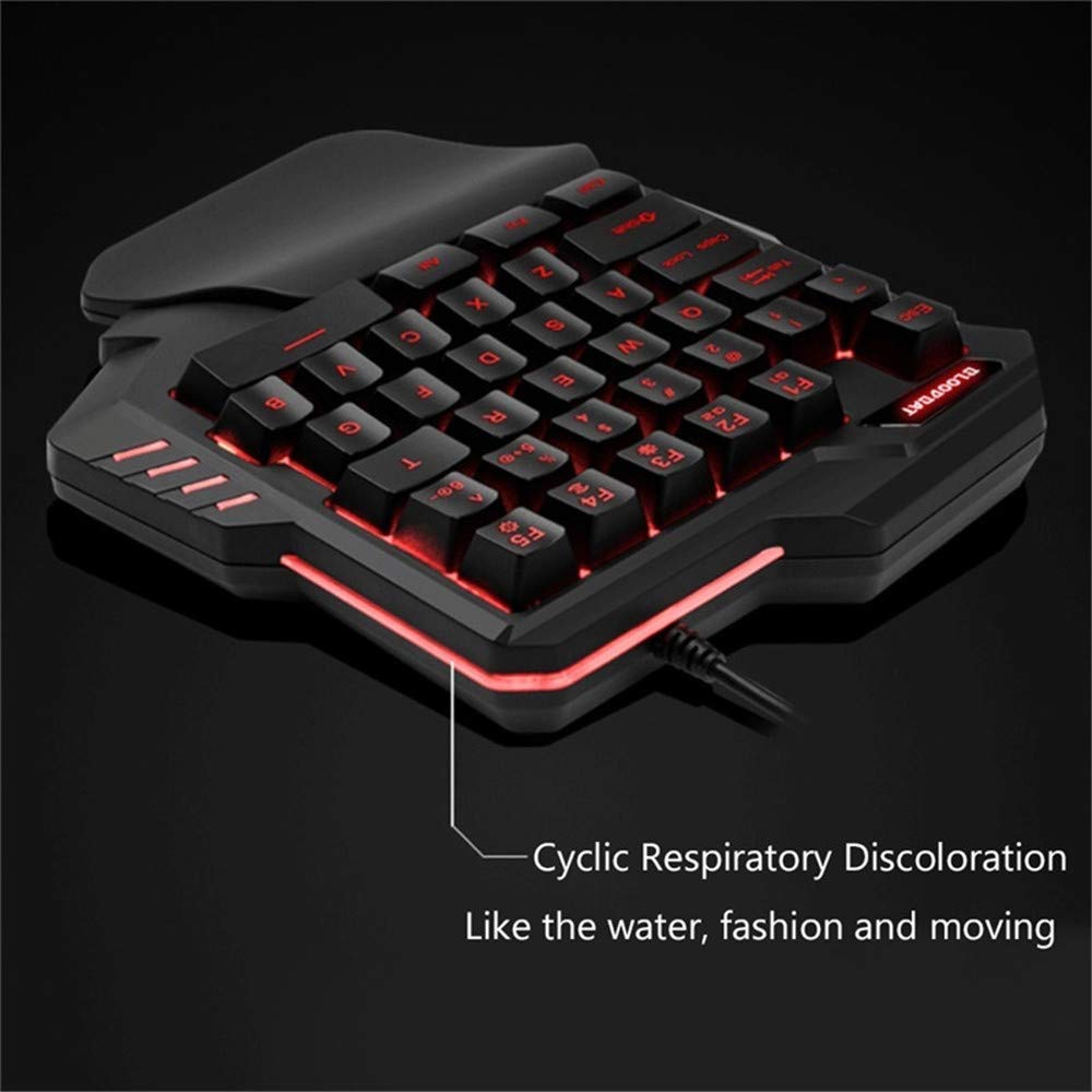 TIDECAT One-Handed RGB Backlit Gaming Keyboard,35 Keys Mini Gaming Keypad,Portable Game Controller for PC PS4 Xbox Gamer,Black,17.3x23x3.7cm