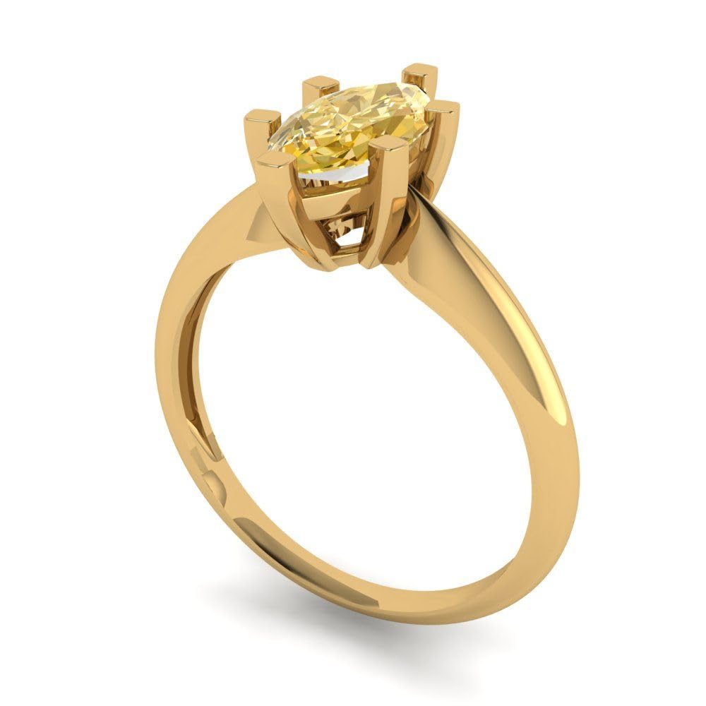 Clara Pucci 1.0 ct Marquise Cut Solitaire Canary Yellow Simulated Diamond Bridal Designer Anniversary Engagement Ring 14k Yellow Gold