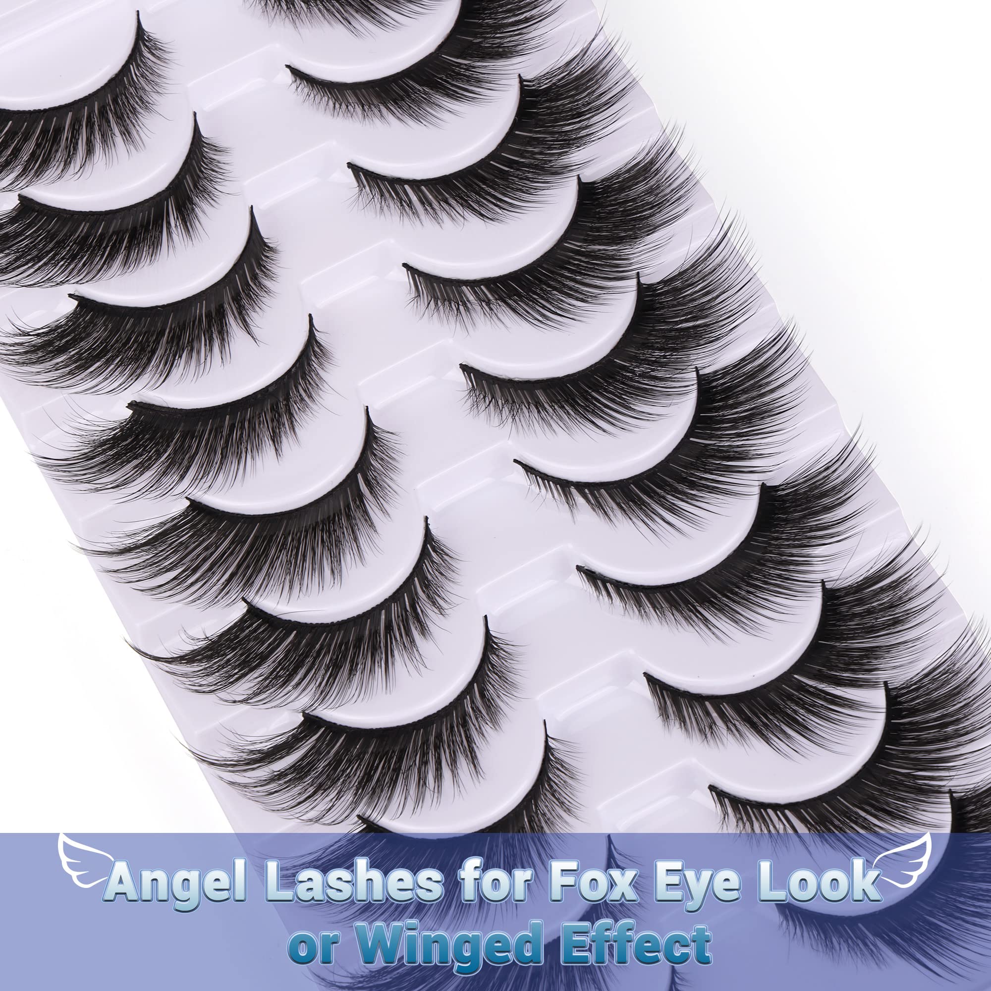 False Eyelashes Fluffy Dramatic Faux Mink Fox Eye Lashes 20MM Full Volume Angel Lashes like Lash Extension for Lift Effect Pack Lashes 10 Pairs by Yawamica Black