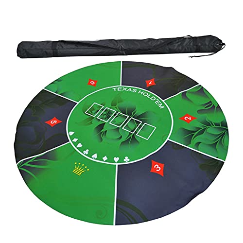 Craps and Roulette Table Felt Poker Tablecloth 1.2m Rubber Poker Tablecloth Blue Table Mat with Flower Pattern Casino Board Game Poker Poker Accessories 1PCS
