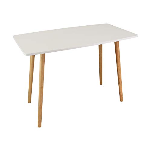 Casual Home Ezly Mid-Century Style Wooden Desk, White Top, Natural Maple Legs