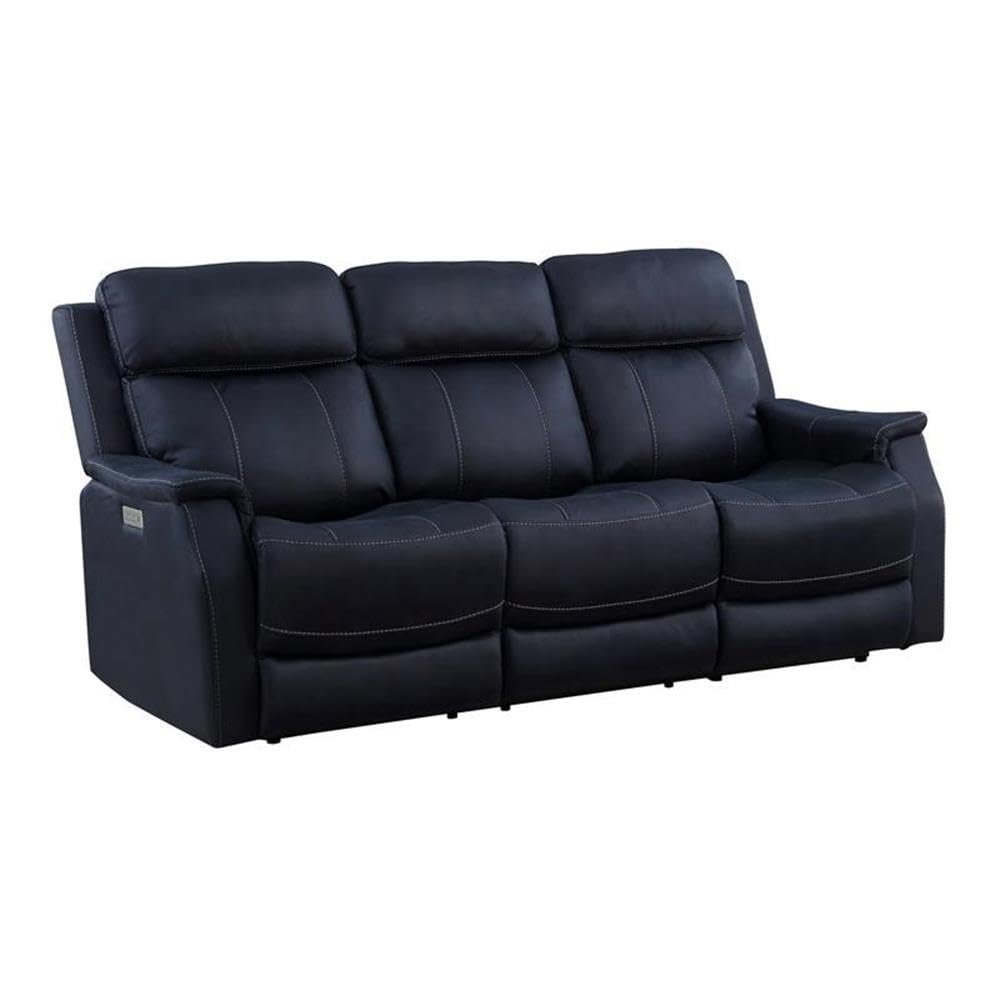 Steve Silver Co Ocean Blue Nubuck Leather-Like Power Reclining USB Port, Hand-Stitched, Headrest & Footrest Control Sofas, 84 x 41 x 41