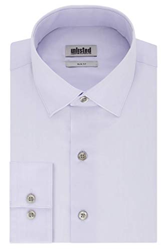 Kenneth Cole Unlisted Men's Dress Shirt Slim Fit Solid, Lilac, 15"-15.5" Neck 34"-35" Sleeve