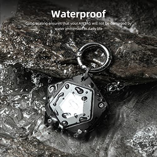 Jeanue-Compatible Apple Airtag Holder Keychain Case Waterproof, Heavy Duty Air Tags Tracker Cover with Strap Carabiner Key Ring Black 4 Pack