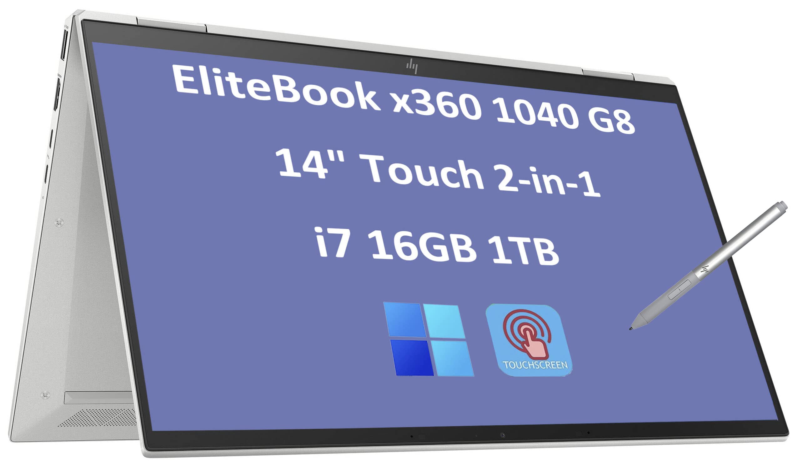HP EliteBook X360 1040 G7 4G LTE 2-in-1 Business Laptop (14" FHD Touchscreen, Intel 6-Core i7-10810U, 32GB RAM, 1TB SSD, IST Rechargeable Stylus) 2X Thunderbolt 4, Wi-Fi 6, Webcam, Win 11 Pro, Silver