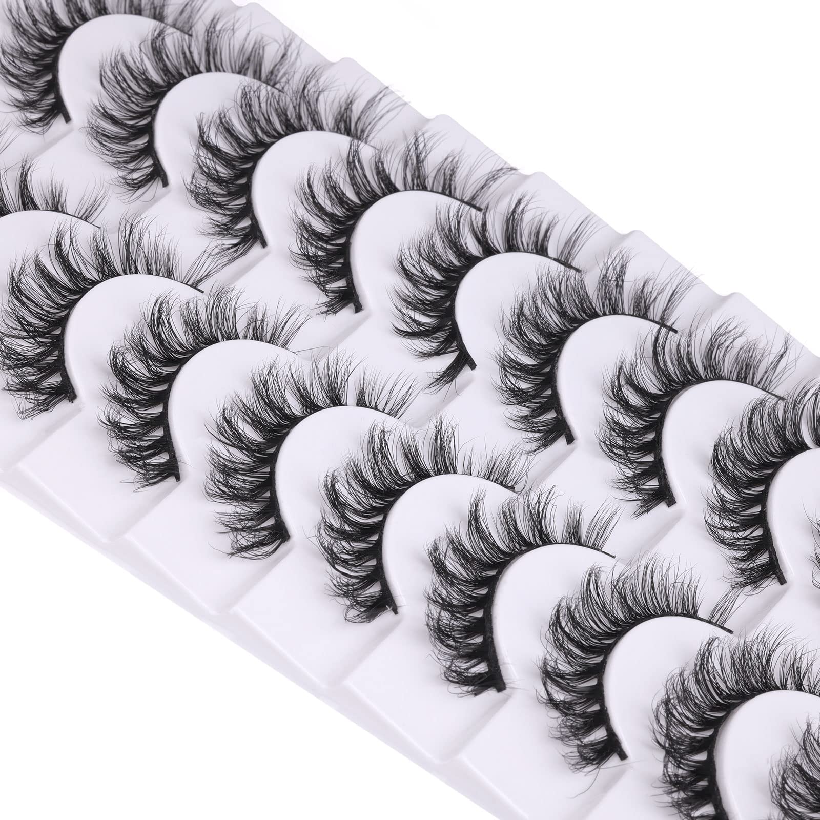 False Eyelashes Natural Look Fluffy Mink Lashes zanlufly Wispy False Eye lashes 14MM Curly Eyelashes 3D Thick Soft Handmade Reusable Fake Eye lashes Pack